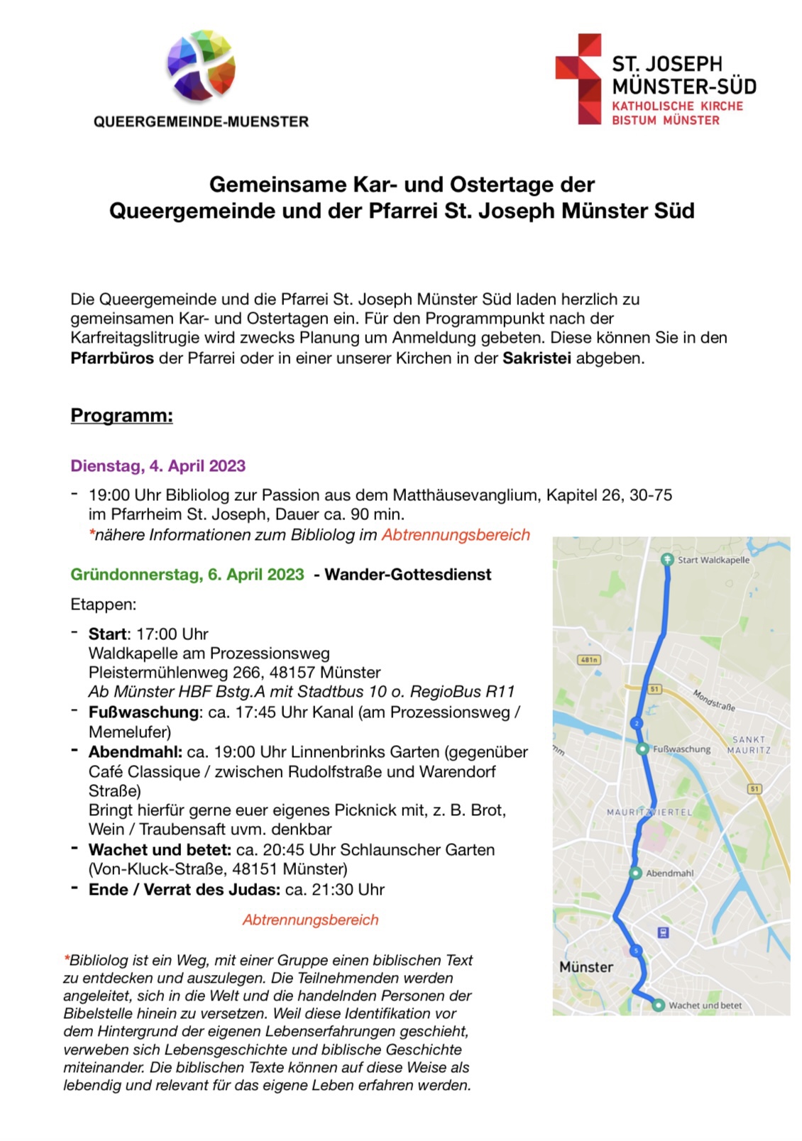 Gemeinsame Kar- und Ostertage der Queergemeide und der Pfarrei St ...